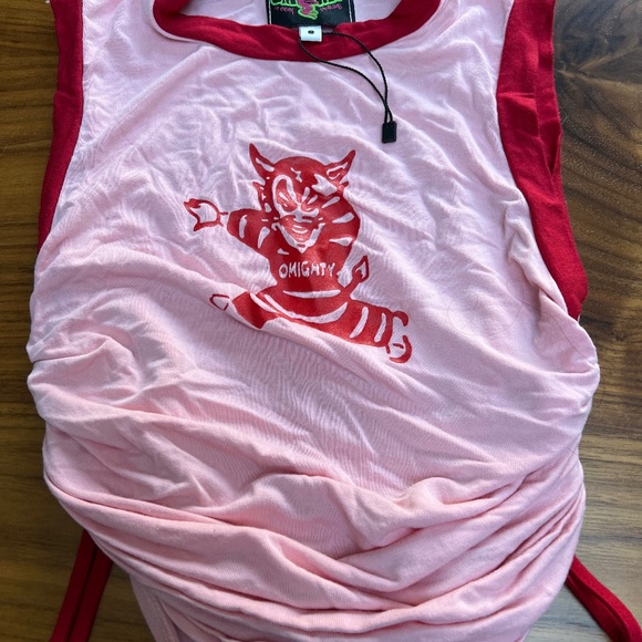 omighty | Tops | Omighty Devil Crop Top With Scrunched Side Ties Size S ...